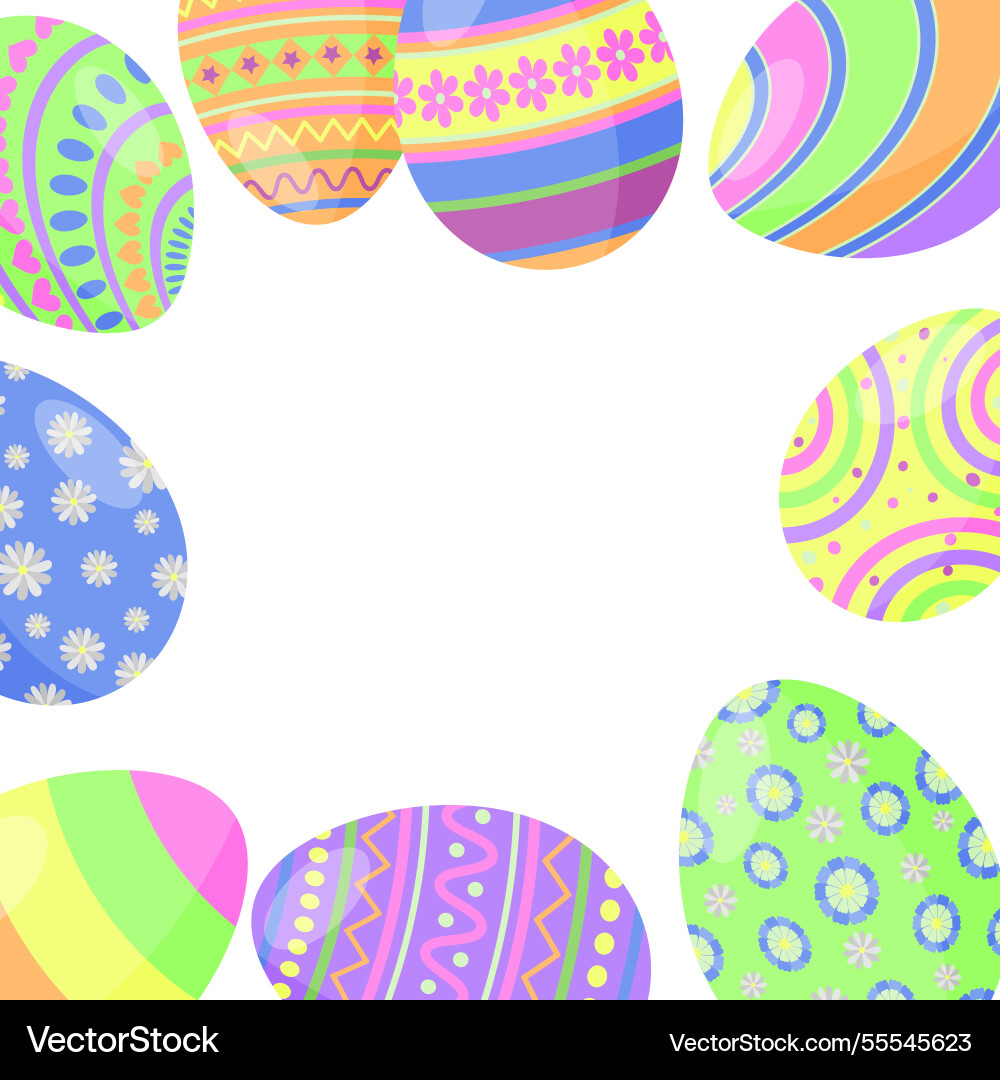 Spring holiday easter eggs frame border Royalty Free Vector