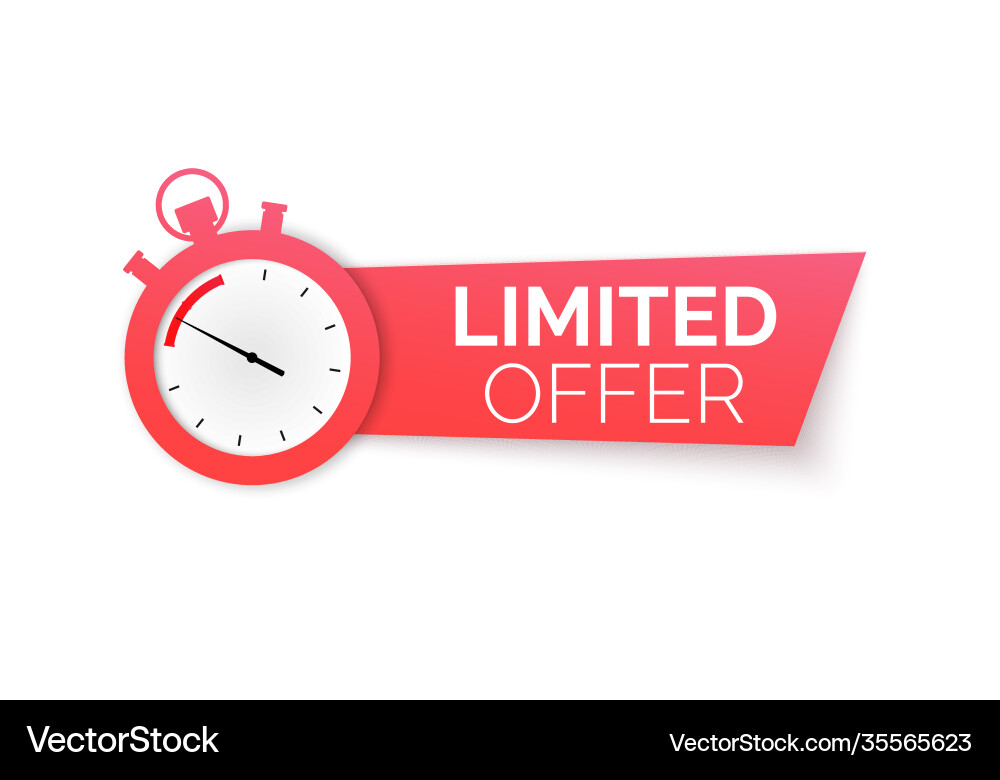 Stopwatch with special offer limited time Vector Image