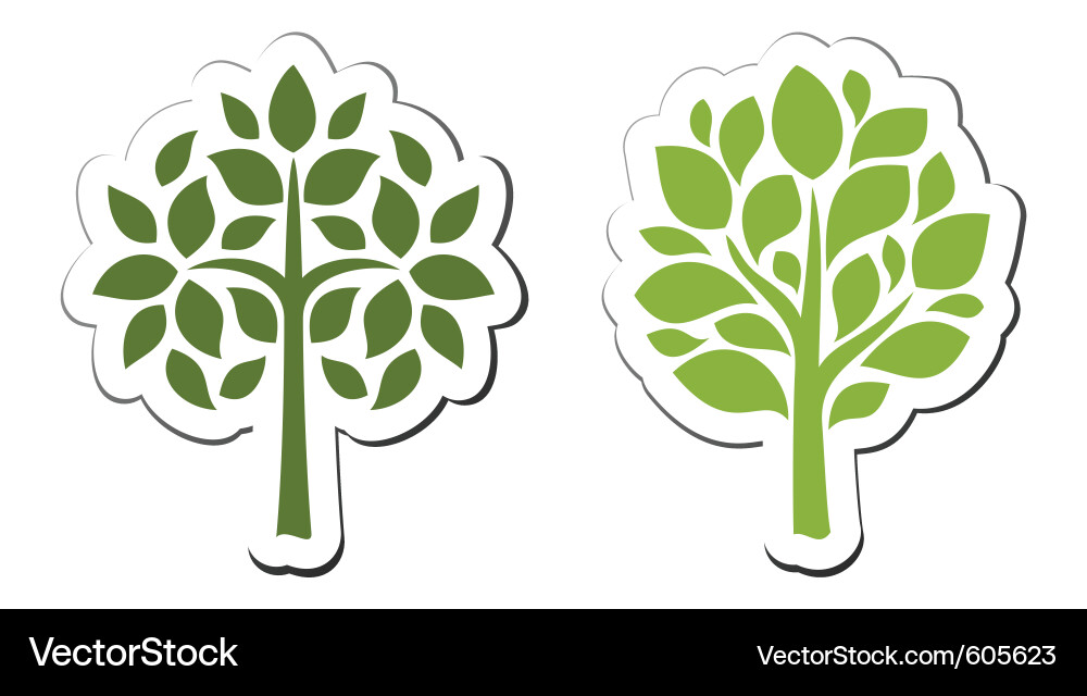 Tree emblem 2 isolated on white Royalty Free Vector Image