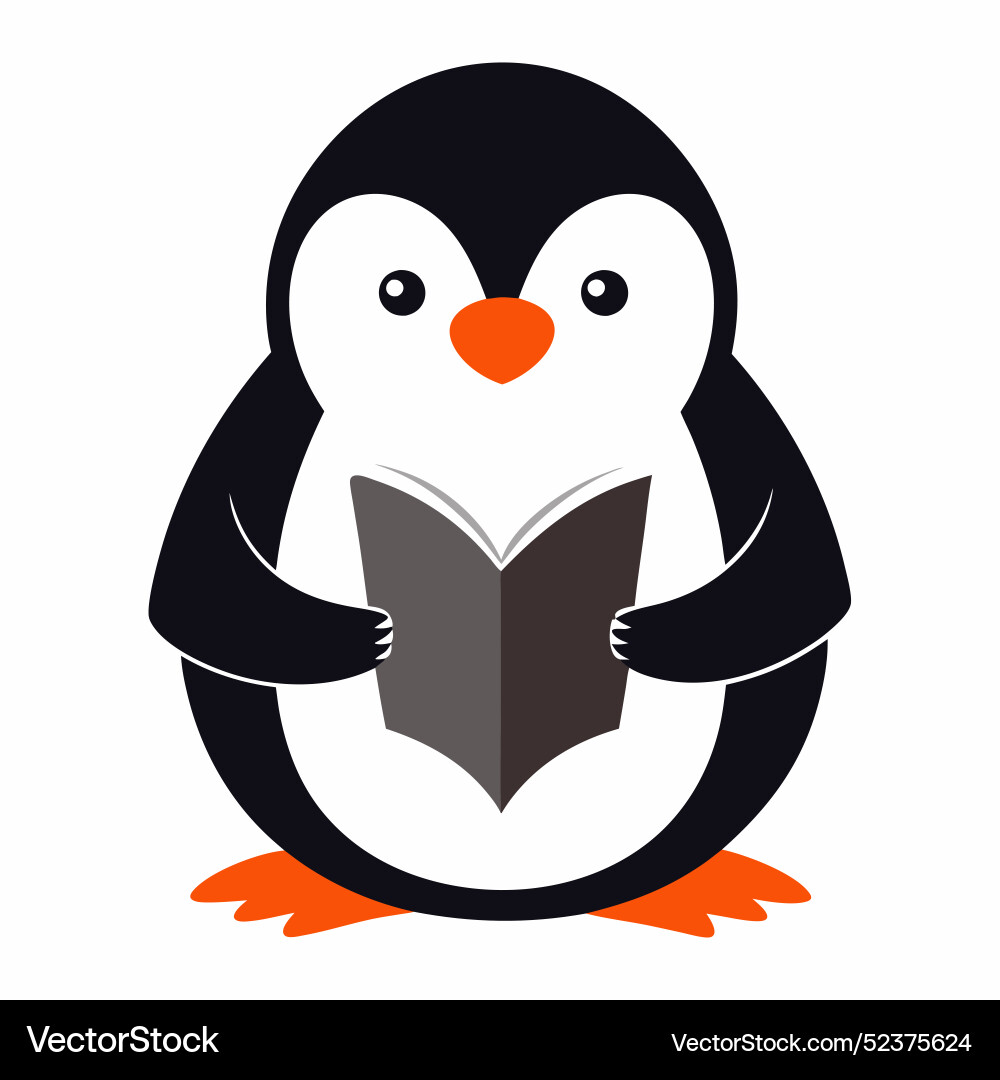 Chinstrap penguin reading kawaii Royalty Free Vector Image