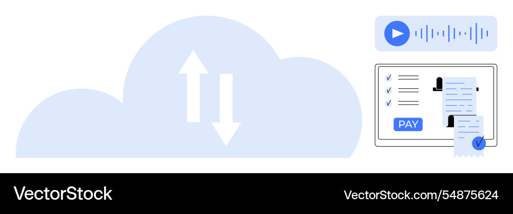 Cloud data transfer and online payment digital Vector Image