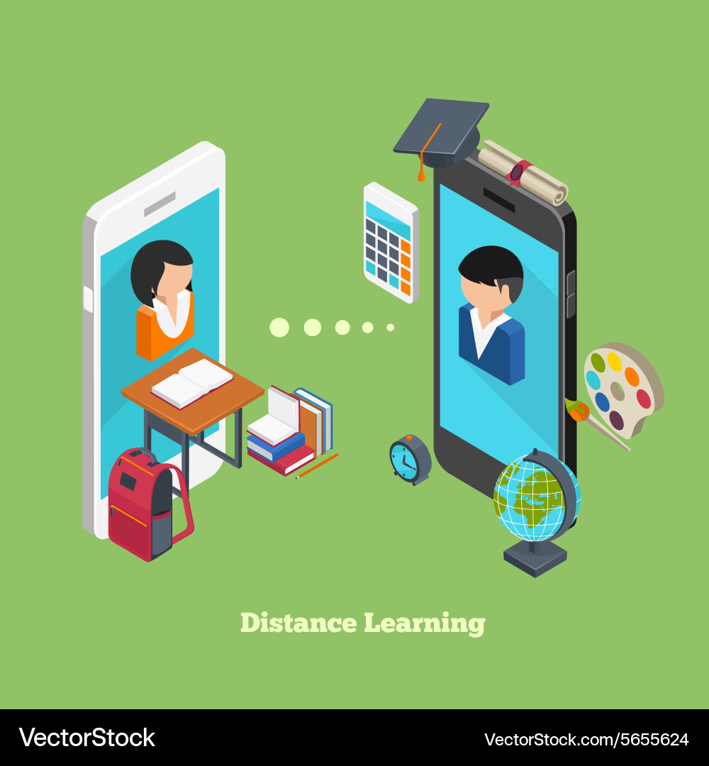 Distance online learning Royalty Free Vector Image