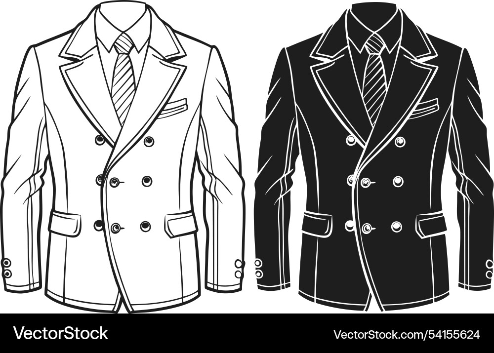 Double-breasted suit jacket template Royalty Free Vector