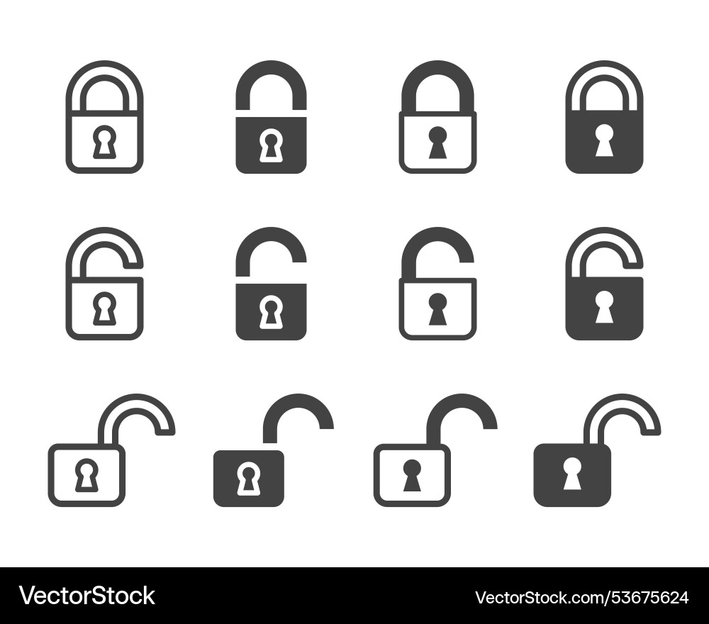 Lock and Padlock Icon Set Royalty Free Vector Image