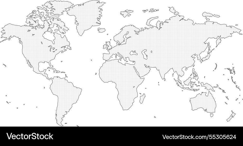 Map of the world grid outline Royalty Free Vector Image