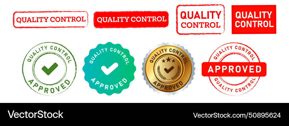 Quality control approved stamp and sela badge Vector Image