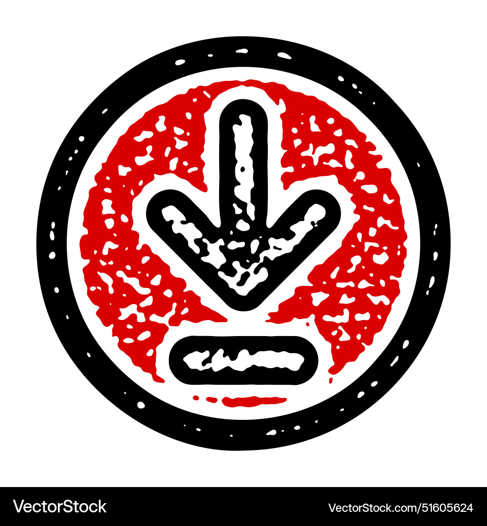 Red circular downward arrow symbol Royalty Free Vector Image