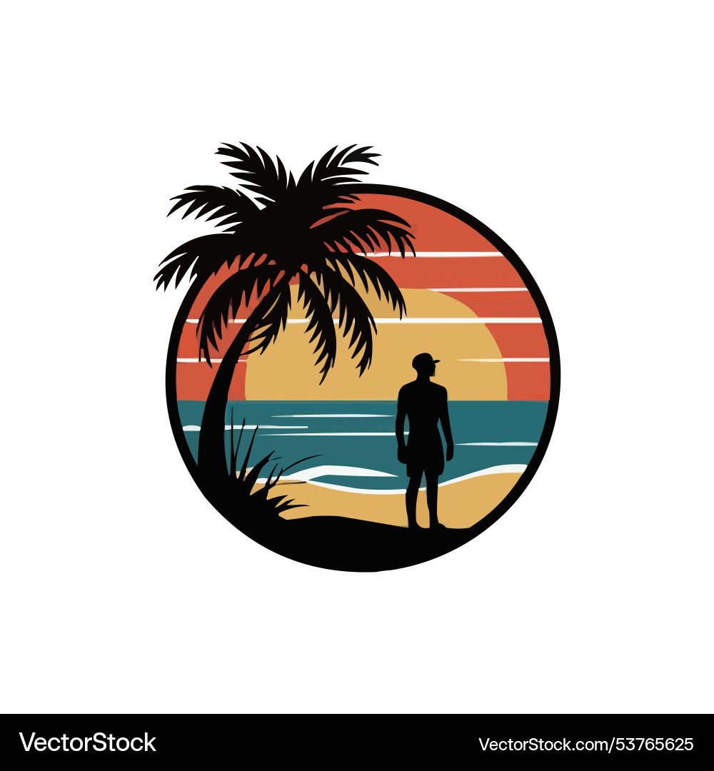 Beach logo icon for t shirt design Royalty Free Vector Image