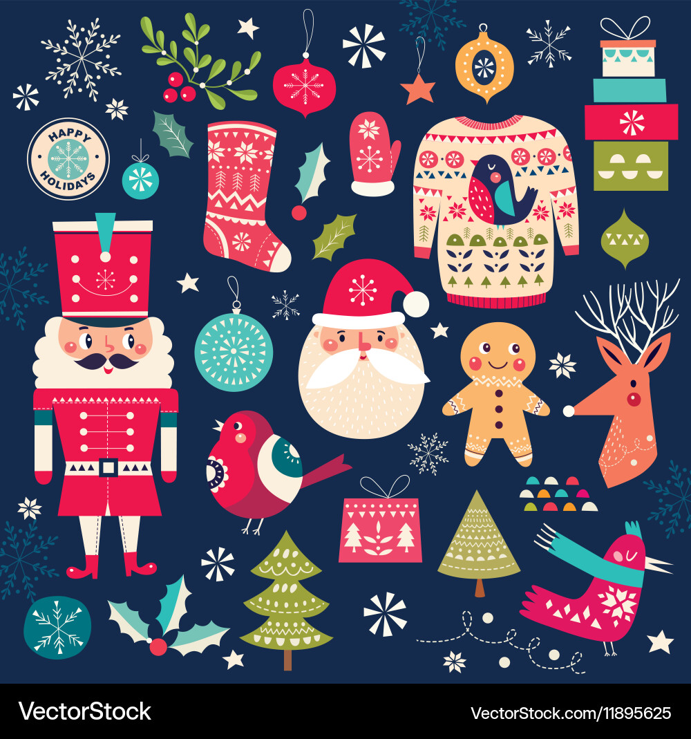 Christmas Holiday Icons Royalty Free Vector Image