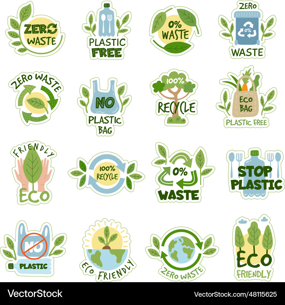 Ecology zero waste plastic free templates recent Vector Image
