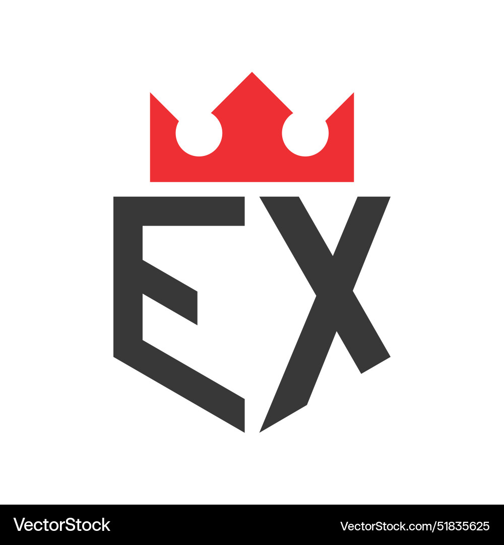 Letter ex crown logo Royalty Free Vector Image