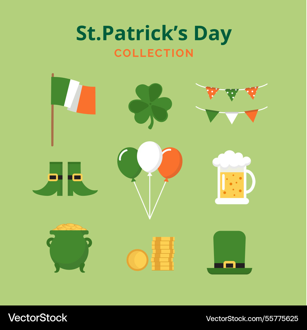 St patricks day element collection Royalty Free Vector Image