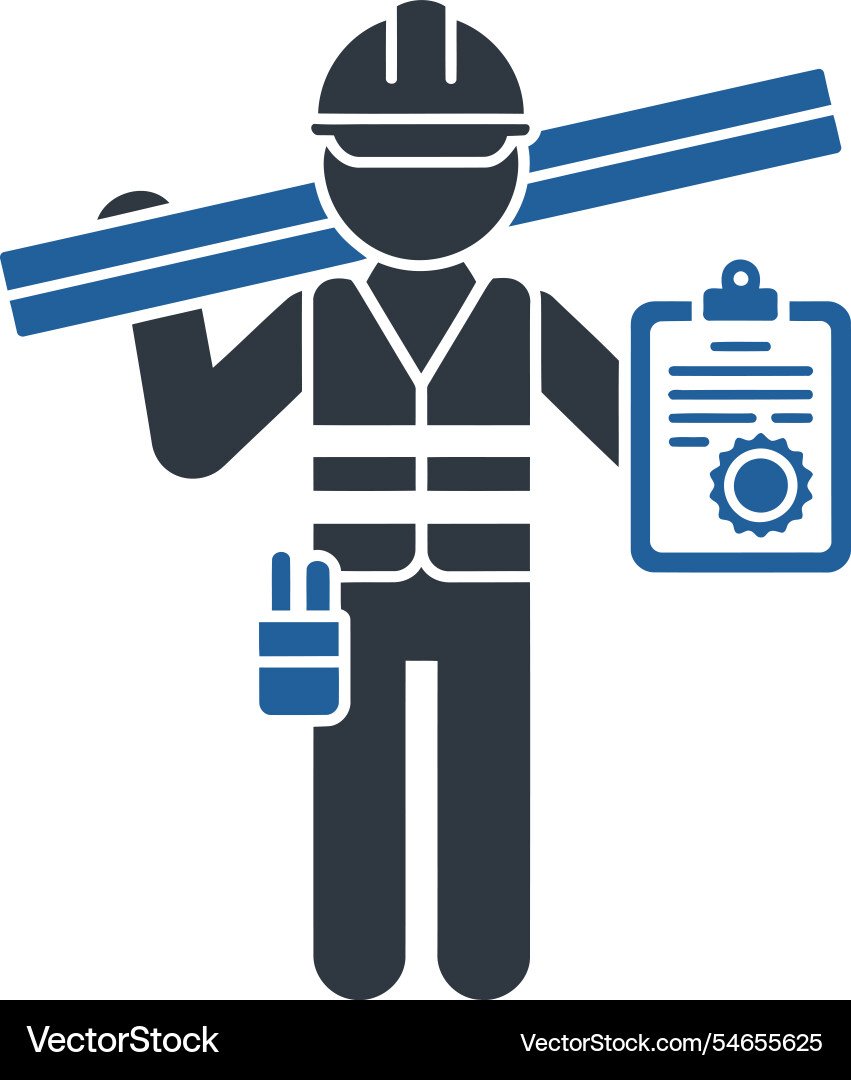 Worker with certificate and tools icon Royalty Free Vector