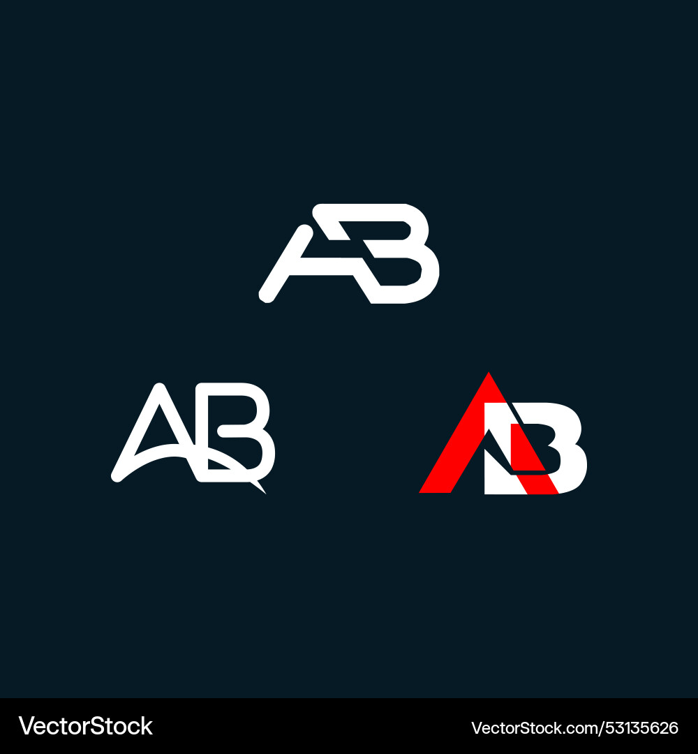Ab letter logo set design Royalty Free Vector Image