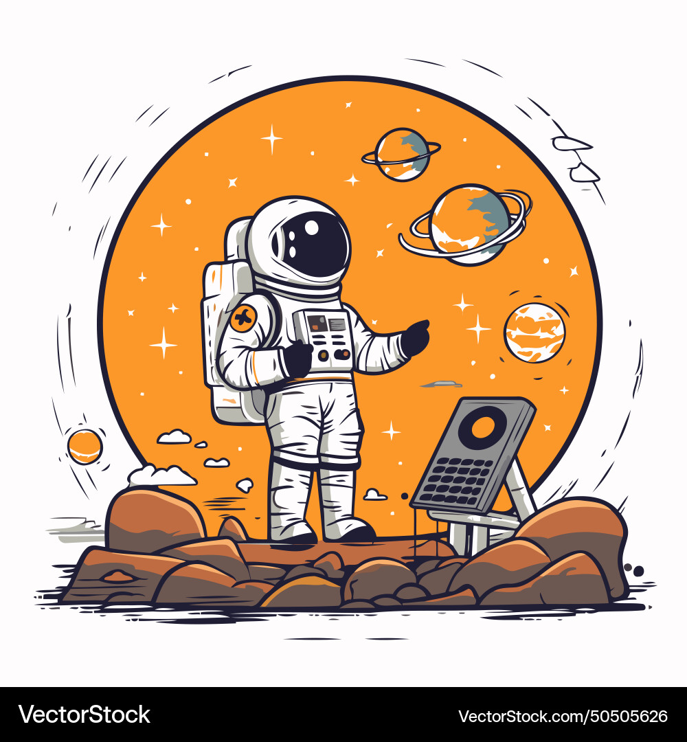 Astronaut in the outer space a flat style Vector Image