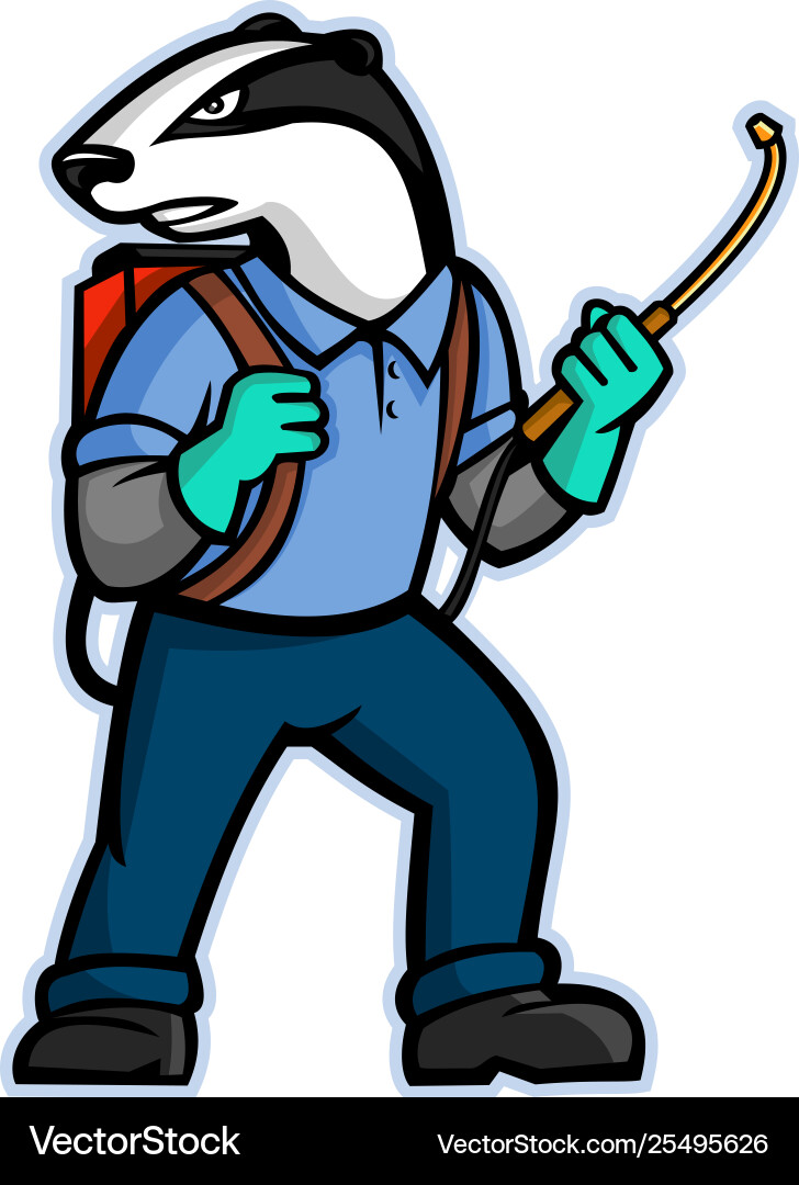 Badger pest control mascot Royalty Free Vector Image
