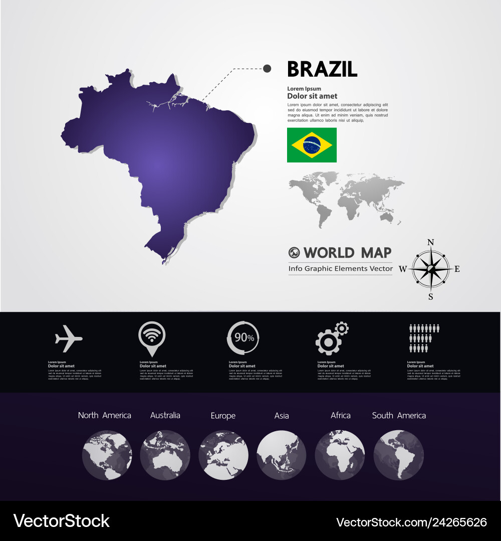 Brazil map Royalty Free Vector Image - VectorStock