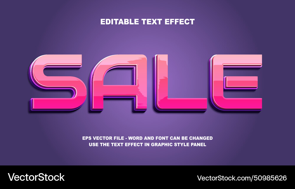 Editable text effect sale 3d template Royalty Free Vector