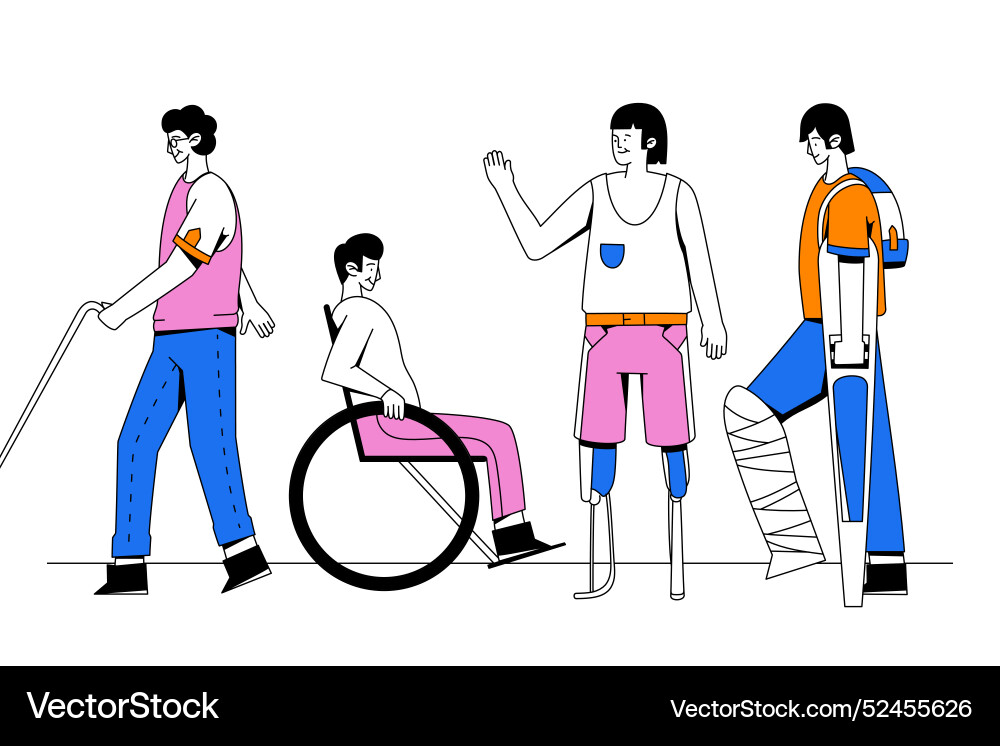 Hand drawn people with disabilities Royalty Free Vector
