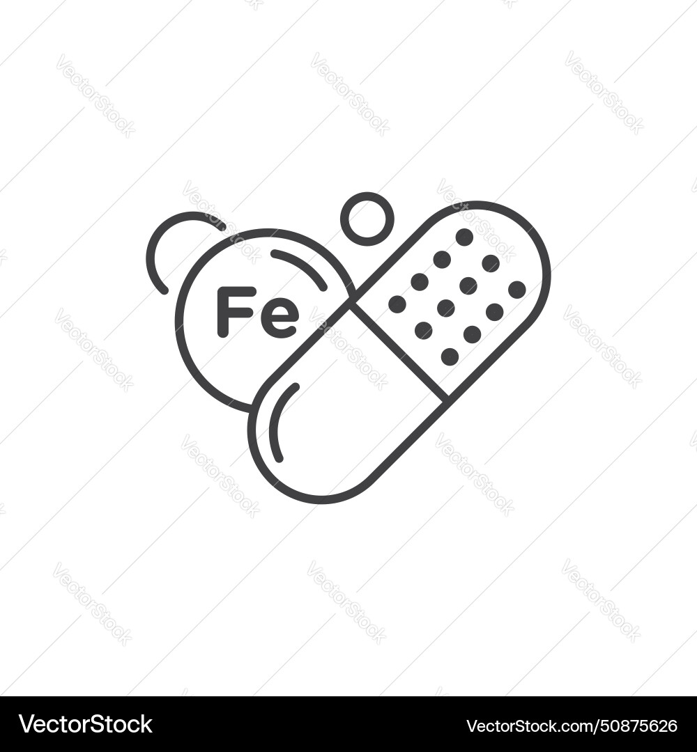 Iron capsule icon set fe vitamin and nutrient Vector Image