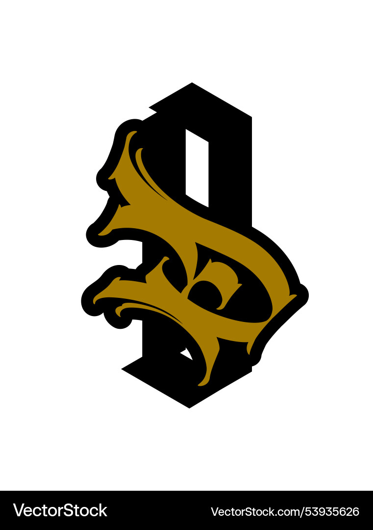 Letter d in graffiti and gothic style Royalty Free Vector