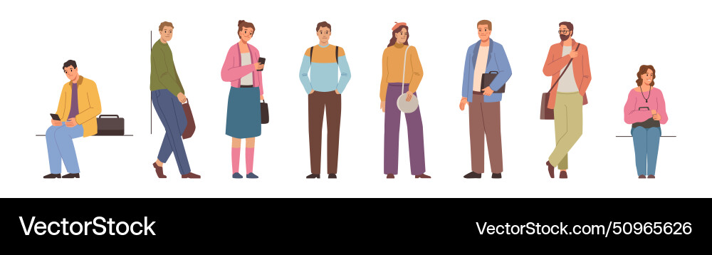 People waiting sitting or standing in line Vector Image