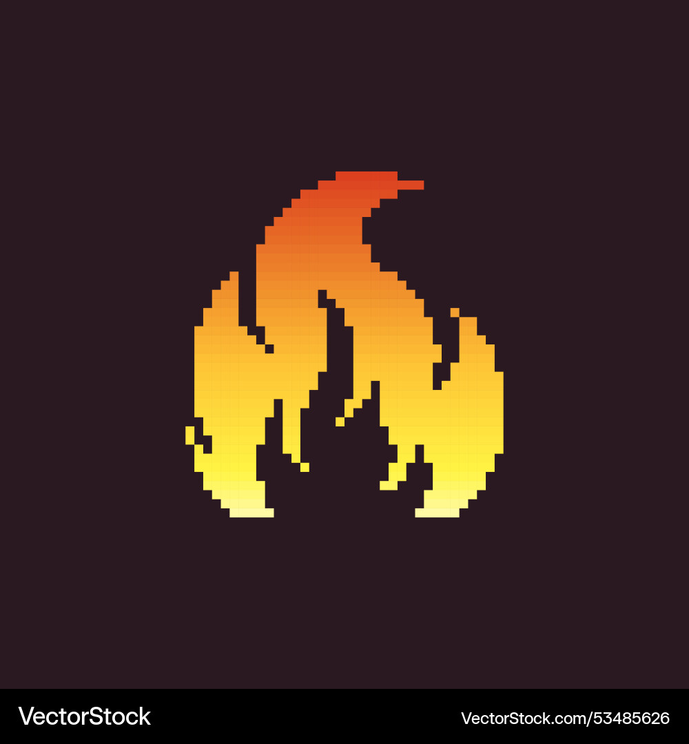 Pixel fire icon retro-style flame graphic orange Vector Image