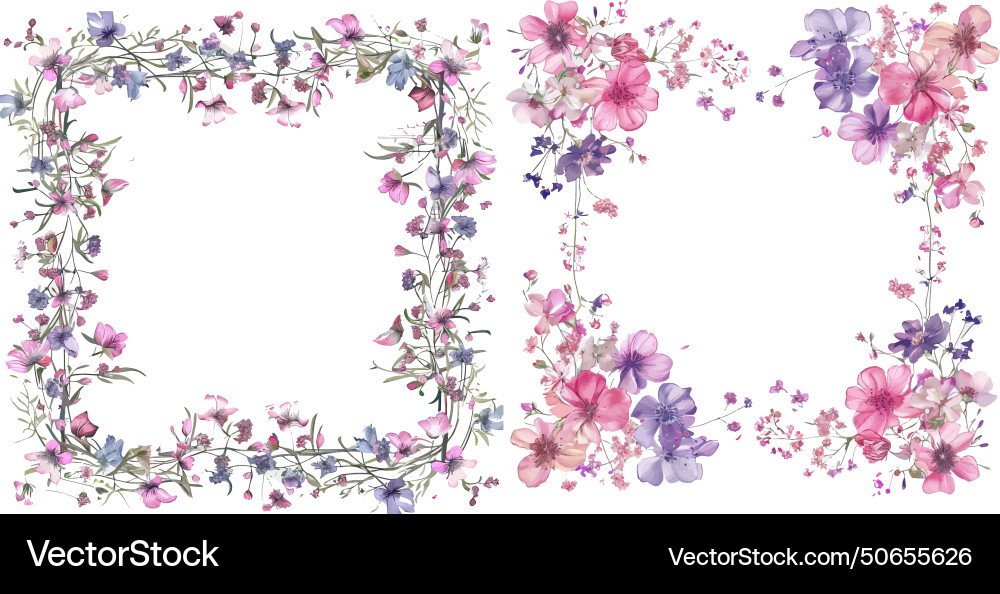 Rectangular floral border frame template Vector Image Rectangular floral border frame template Vector Image