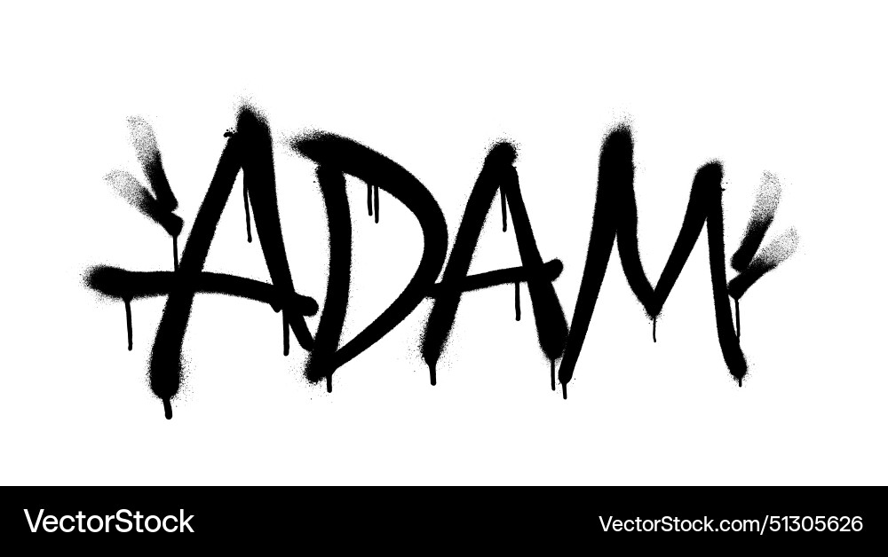 Sprayed adam name with overspray in black over Vector Image