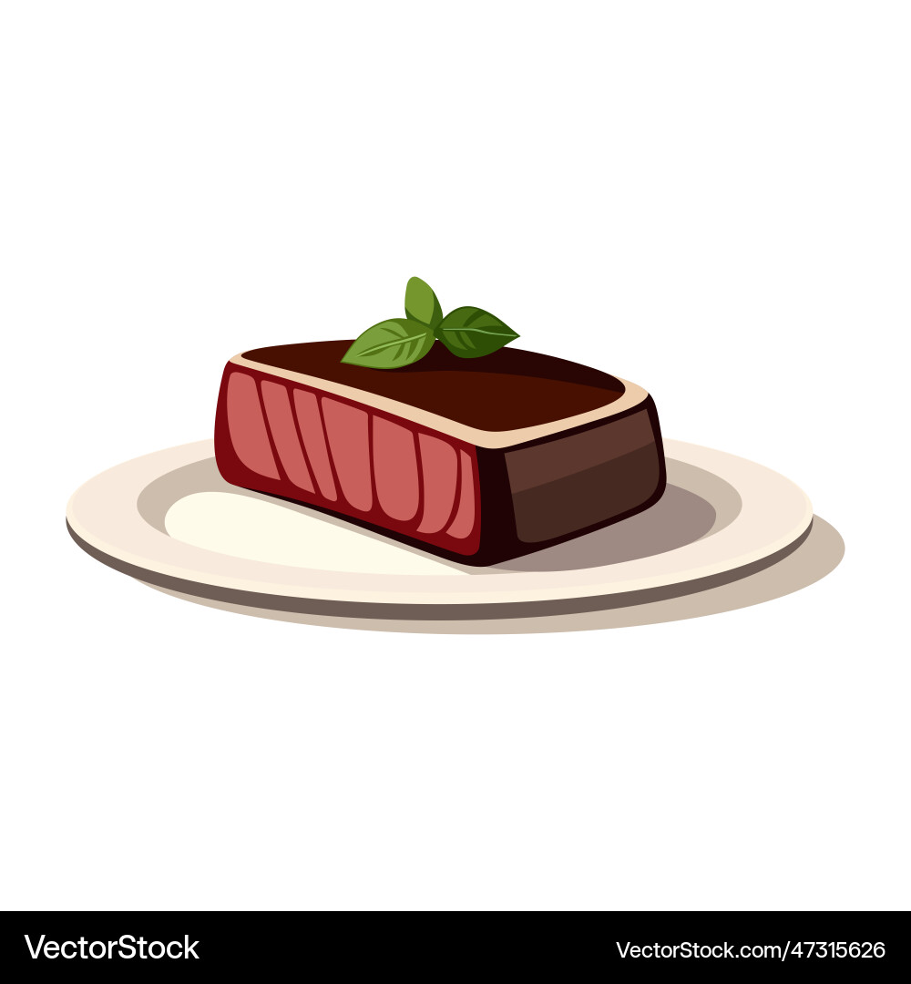Steak on plate white background Royalty Free Vector Image