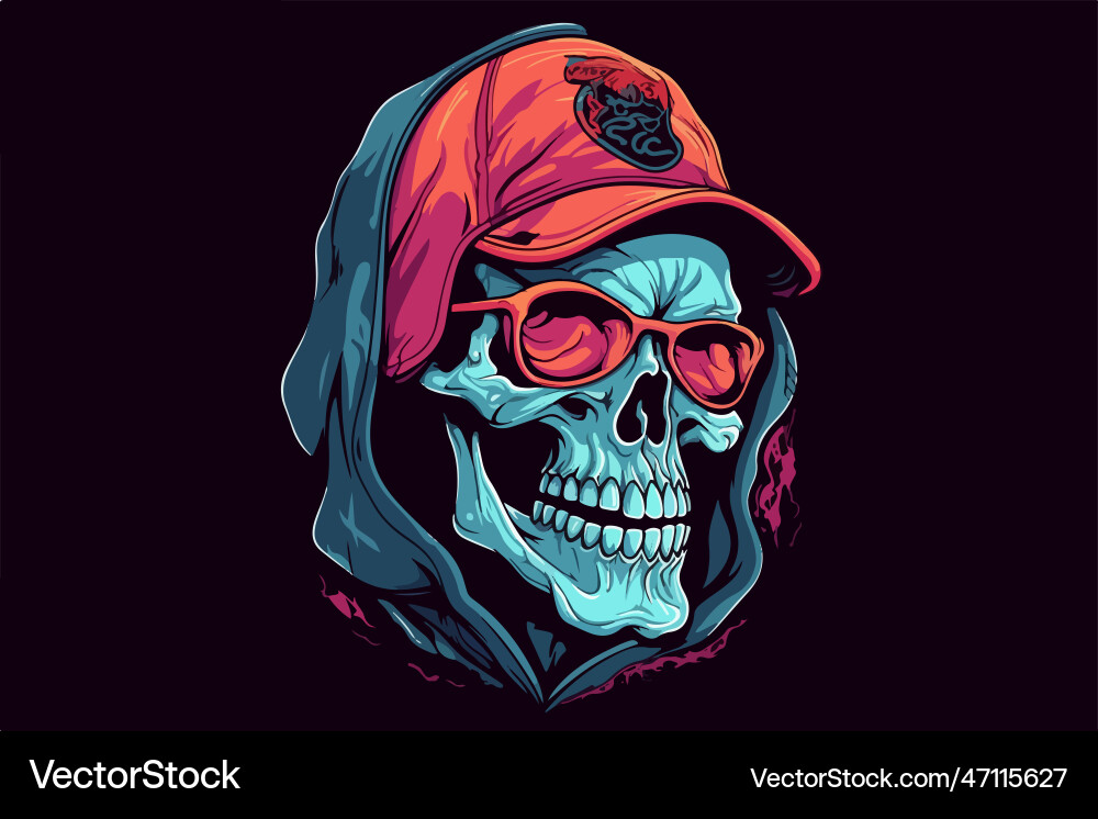 Colorful hip-hop skull Royalty Free Vector Image
