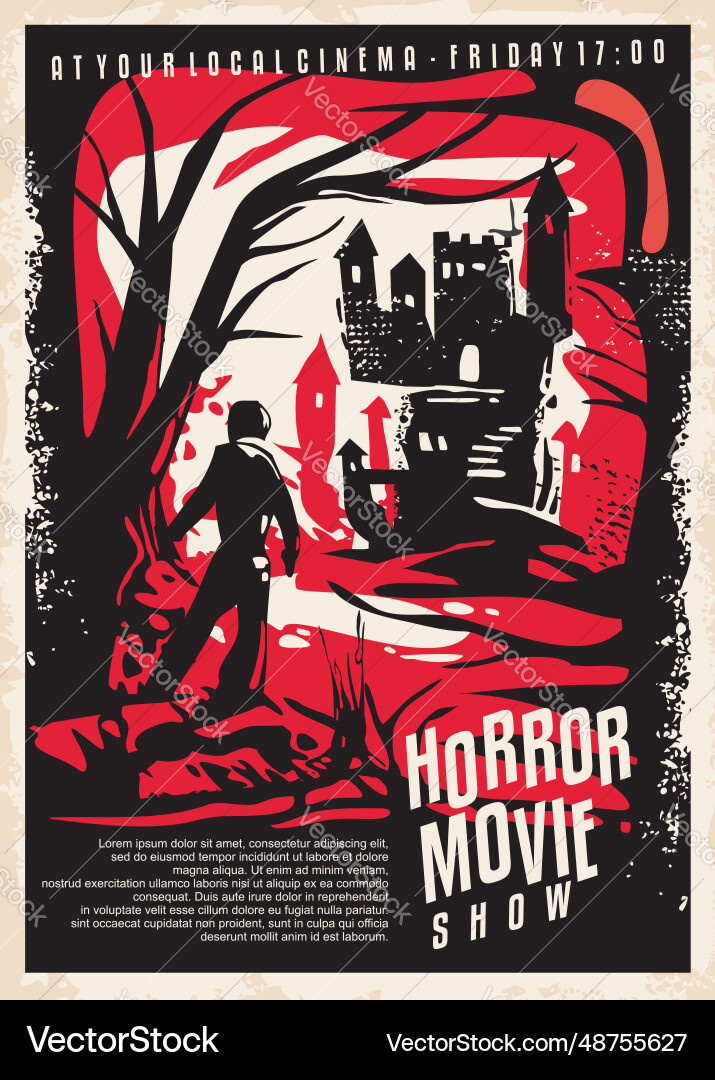 Dark Castle Horror Poster Royalty Free Vector Image