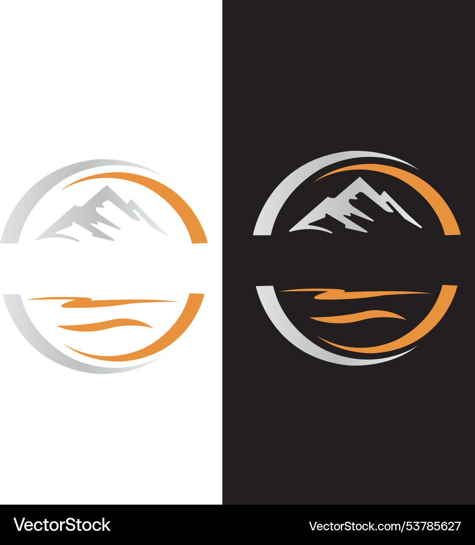 Fall mountains logo and company name Royalty Free Vector