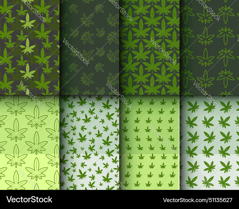 Marijuana green leaf seamless pattern ganja Vector Image