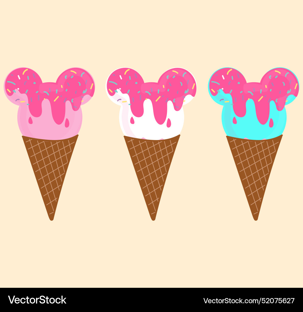 Mickey mouse face shape ice cream combo Royalty Free Vector