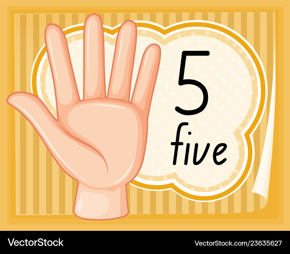 Number five hand gesture Royalty Free Vector Image