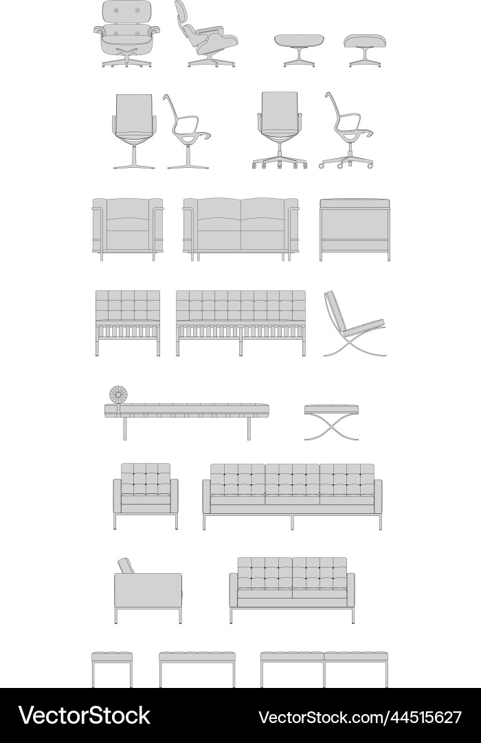 Pack of modern chairs Royalty Free Vector Image