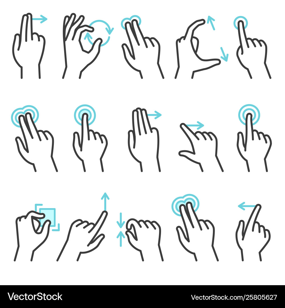 Phone hand gestures gesture for touchscreen Vector Image