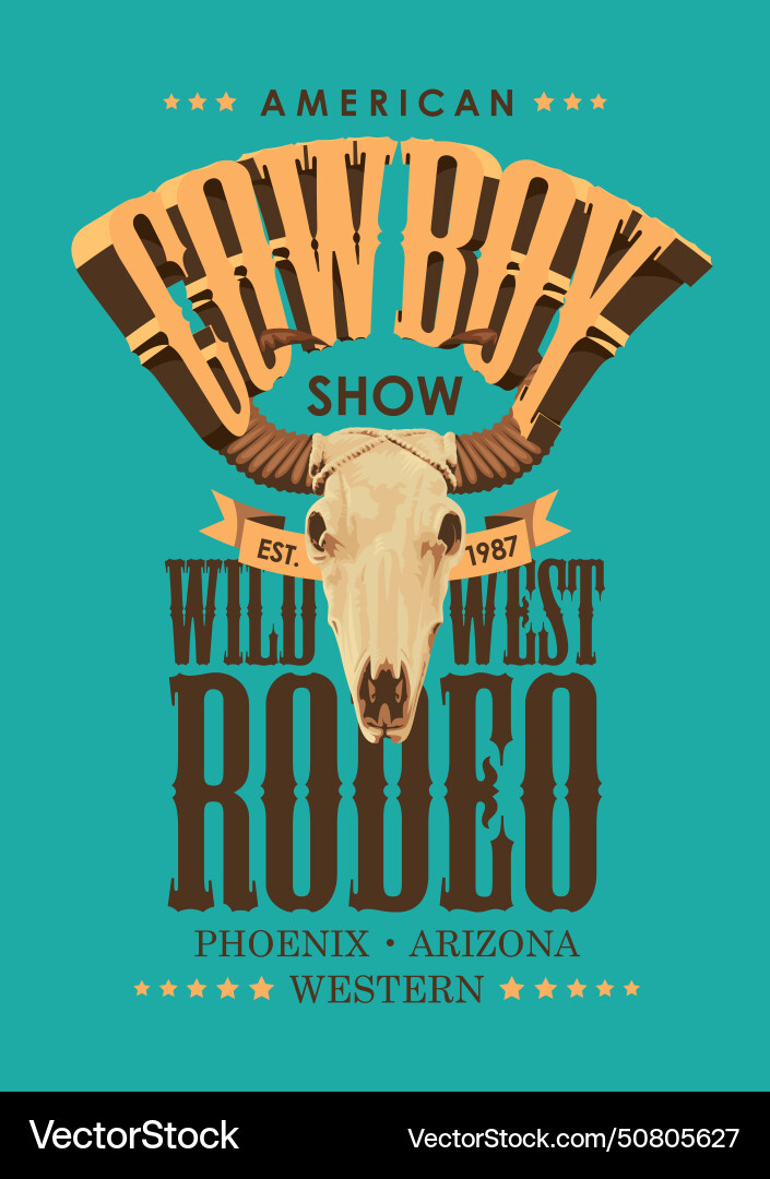 Poster for a cowboy rodeo show Royalty Free Vector Image