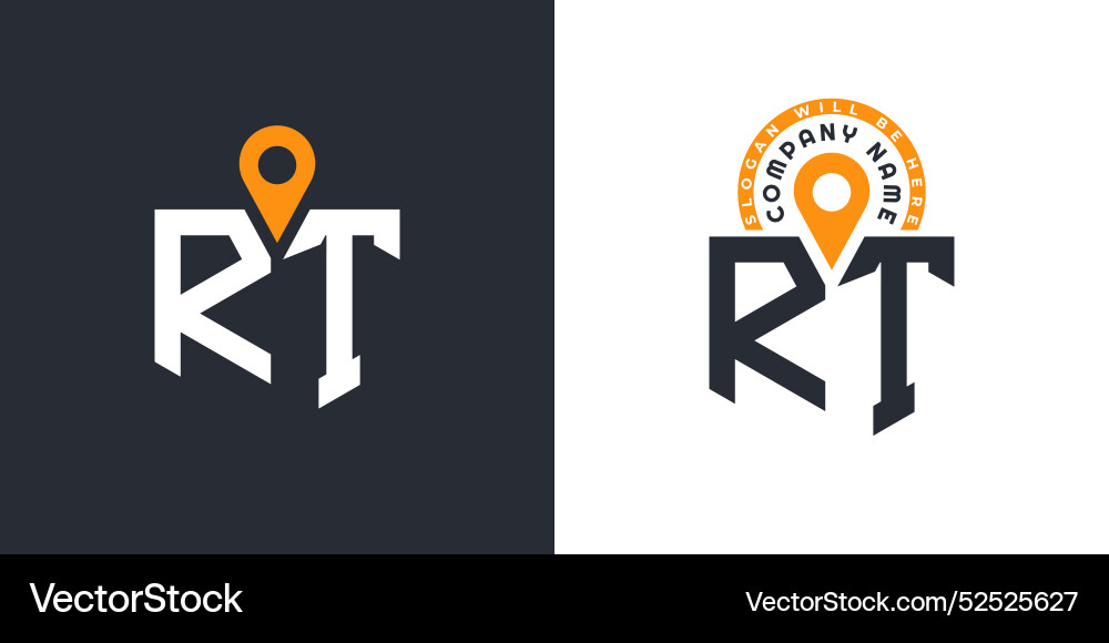 Rt location logo bundle letter dual icons Vector Image