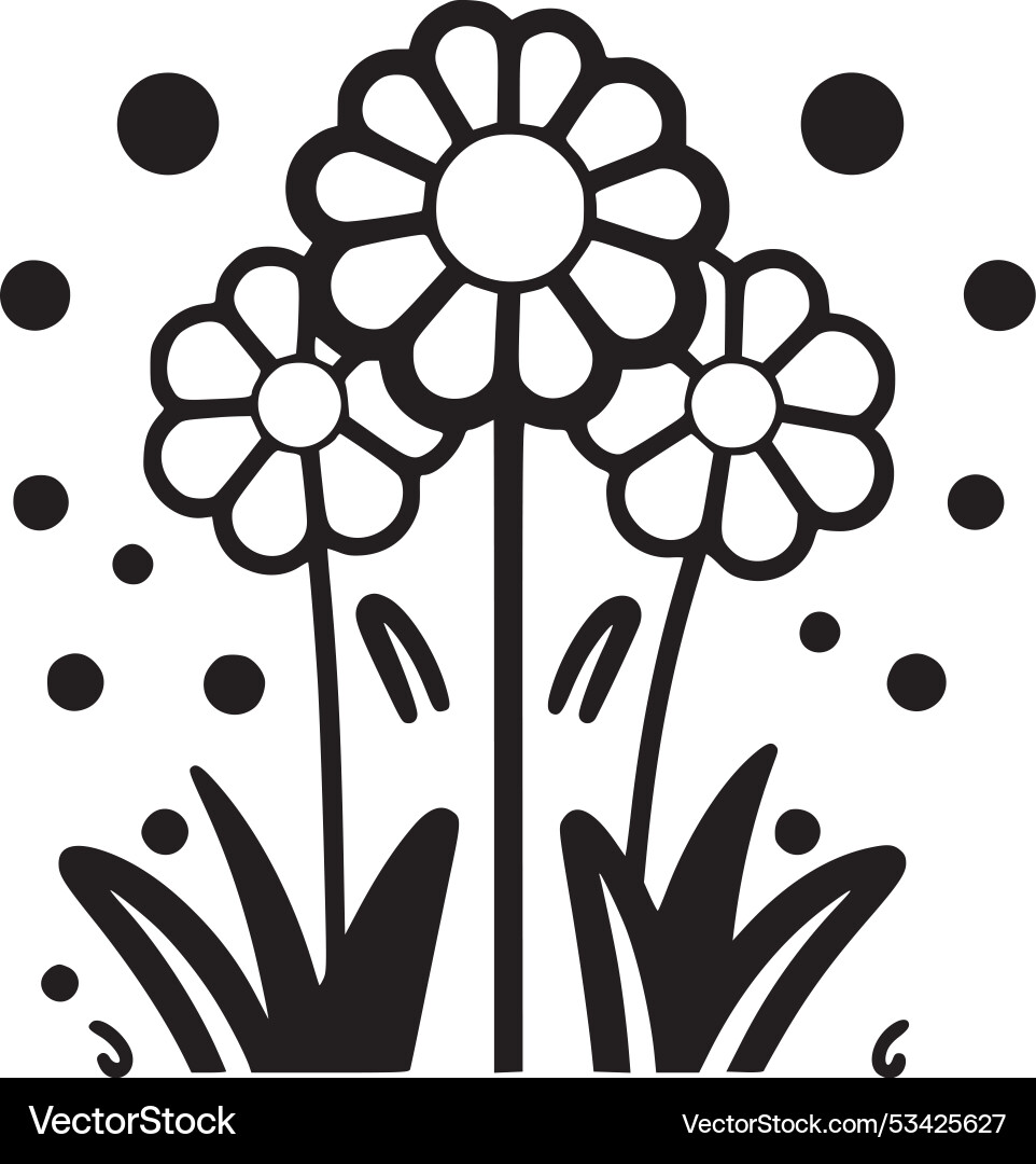 Spring - black and white Royalty Free Vector Image