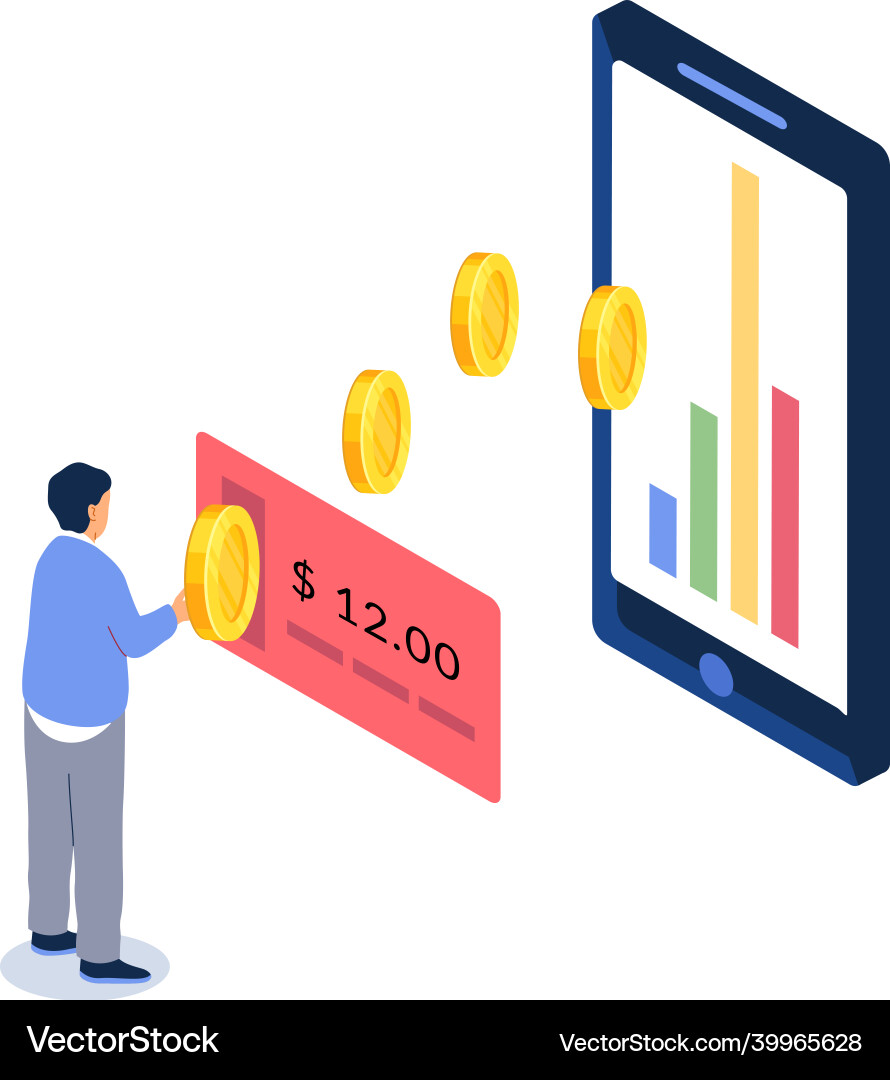 Adding funds account man transfers money Vector Image