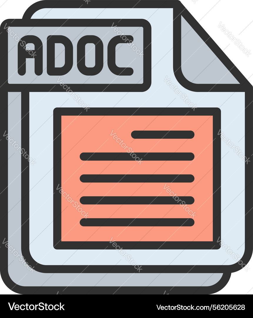 Adoc outline filled icon Royalty Free Vector Image