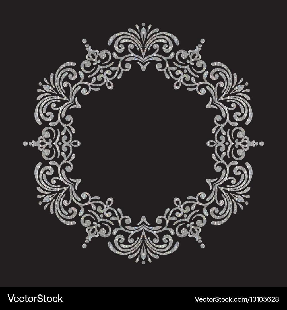 Elegant luxury vintage circle silver floral frame Vector Image