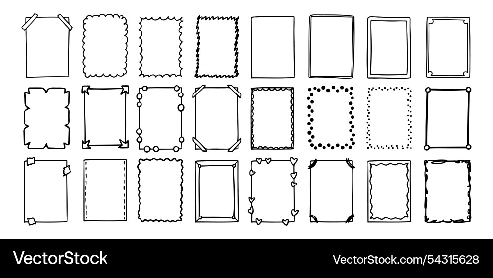 Hand drawn rectangle frame doodle vertical line Vector Image