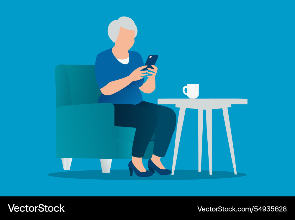Happy cheerful older woman customer using Vector Image