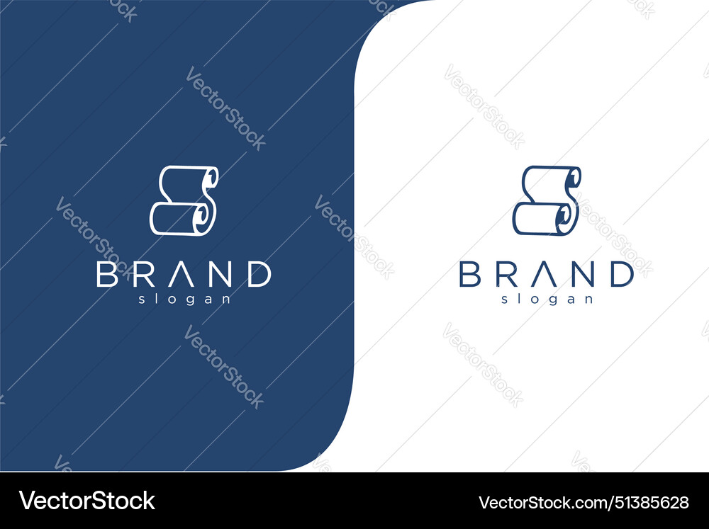 Letter s roll paper logo design line monoline Vector Image