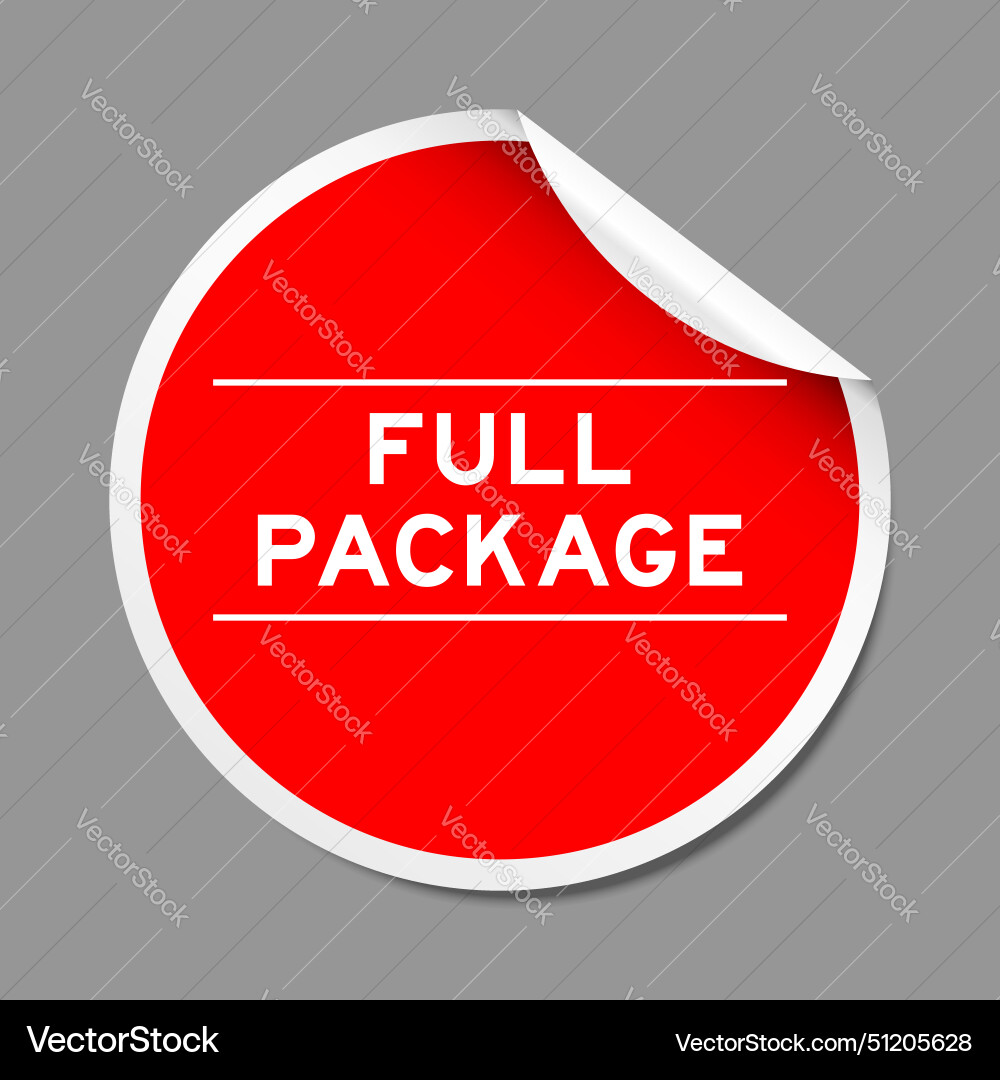 Red color peel sticker label with word full Vector Image