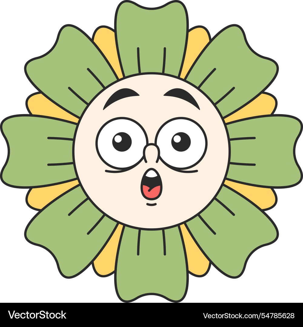 Screaming wow daisy flower emoticon Royalty Free Vector