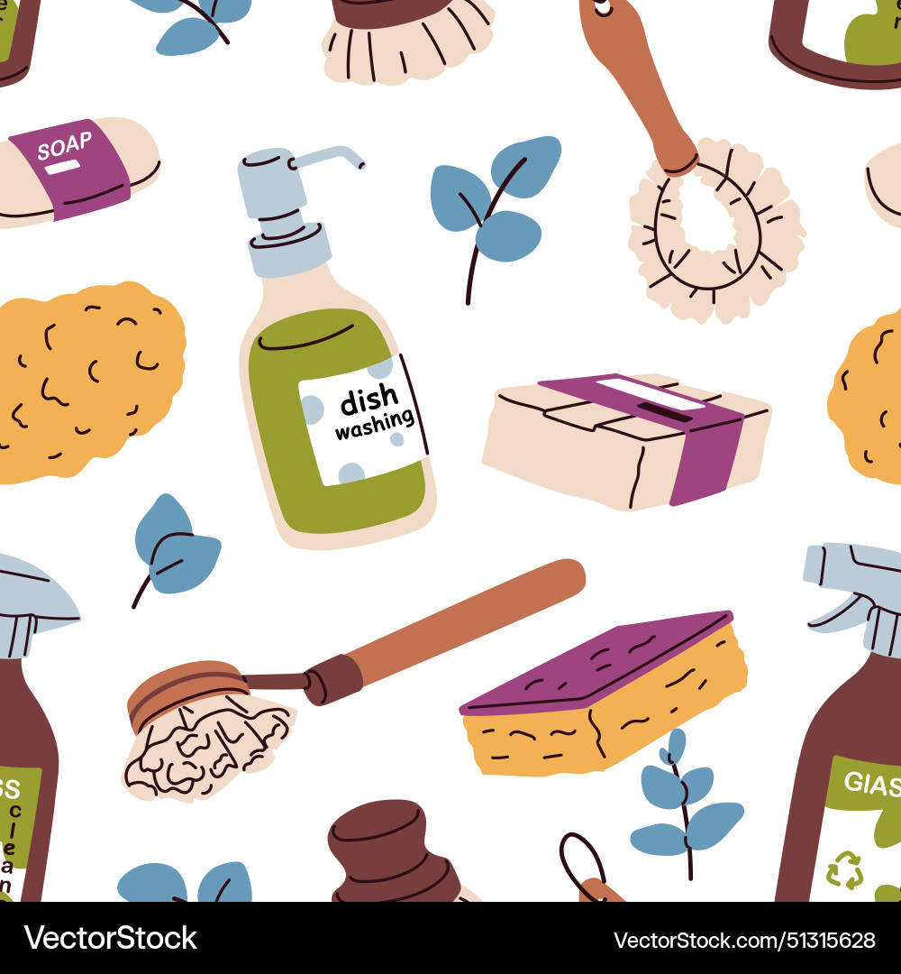 Seamless pattern eco-friendly cleaning products Vector Image